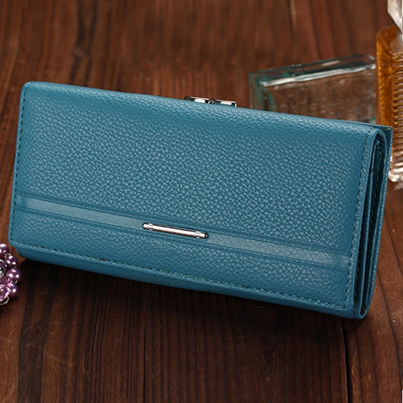 Women Leather Button Bowknot Purse Clutch Fashion Synthetic Long ...