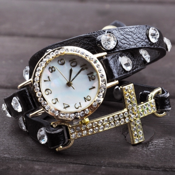 Women Cross Bracelet Watch Quartz Movement Wrist Watch on Luulla