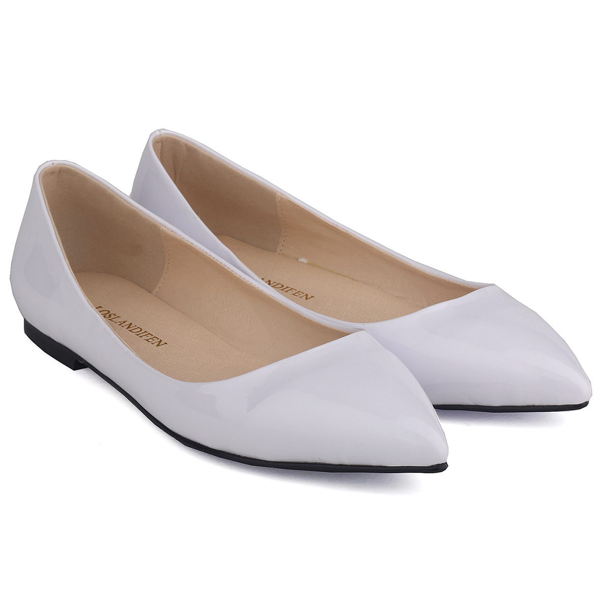 Patent Leather Pointed-toe Flats on Luulla