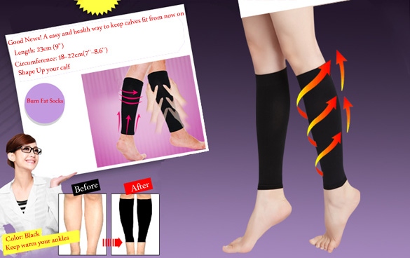 Thin Leg Calves Shaper Burn Plus Size Socks Compression Stovepipe ...