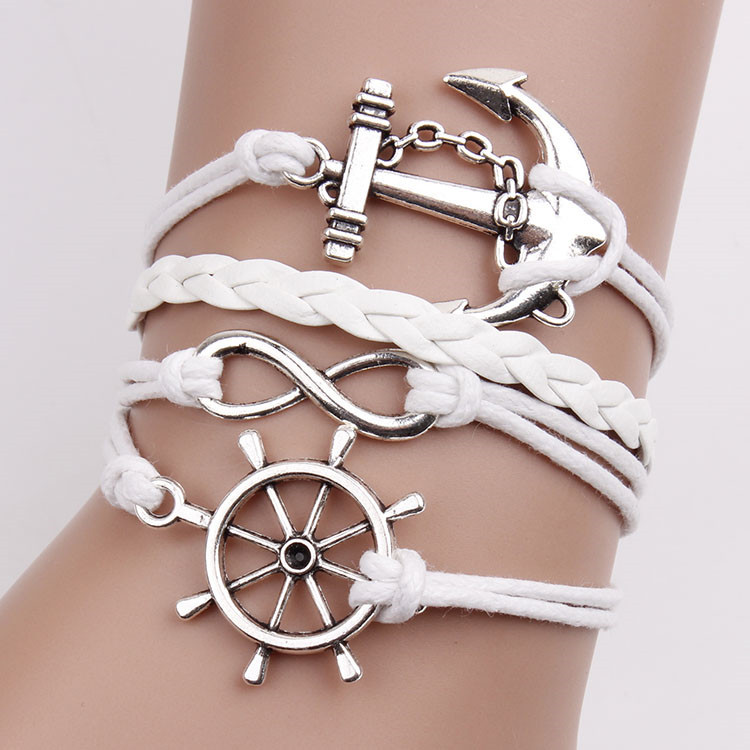 Anchor Number Eight Leather Bracelet on Luulla