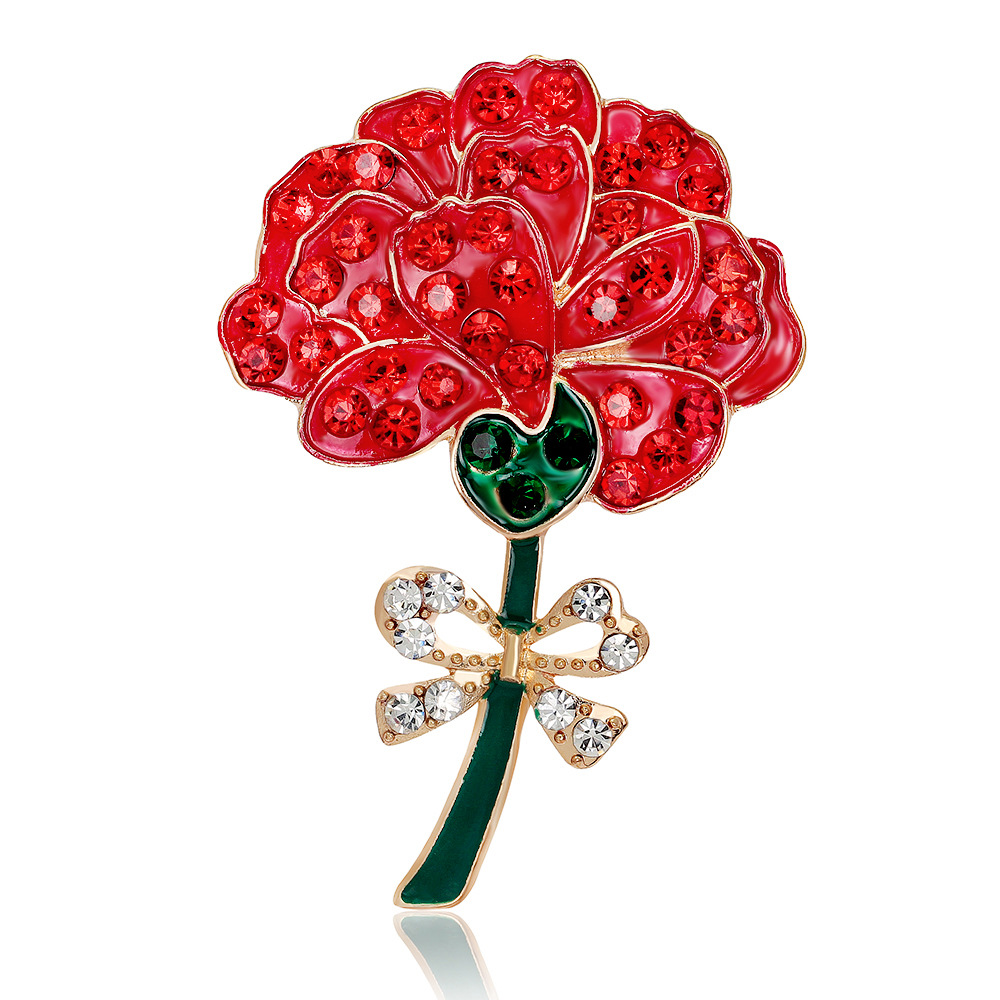 Retro Diamond Red Rose Brooch on Luulla