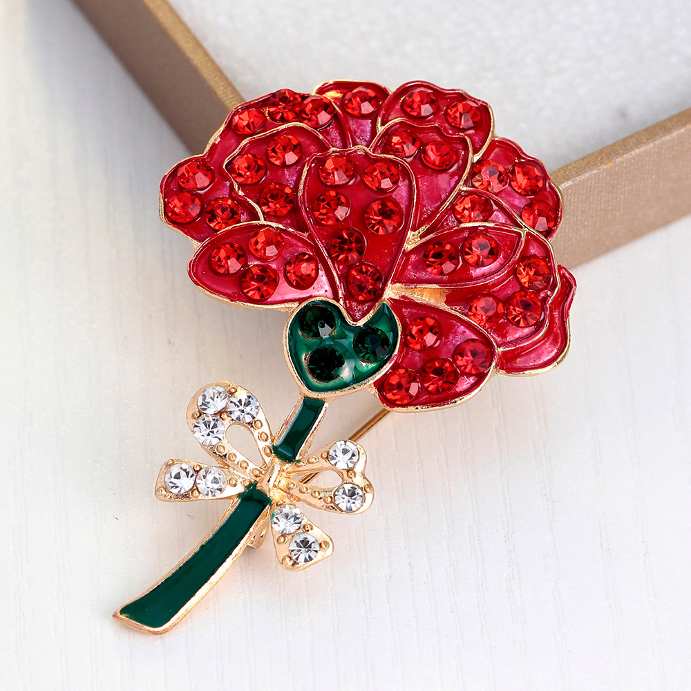 Retro Diamond Red Rose Brooch on Luulla