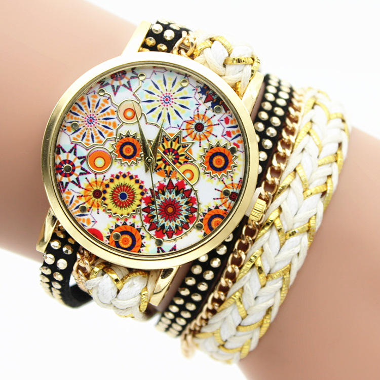 Artistic Flower Print Woven Watch on Luulla