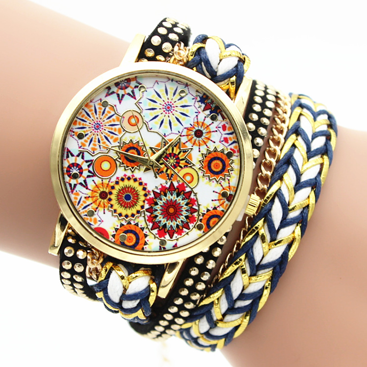 Artistic Flower Print Woven Watch on Luulla