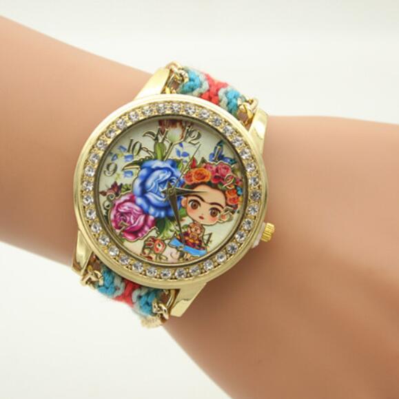 Flower Beauty Print Woven Strap Watch on Luulla