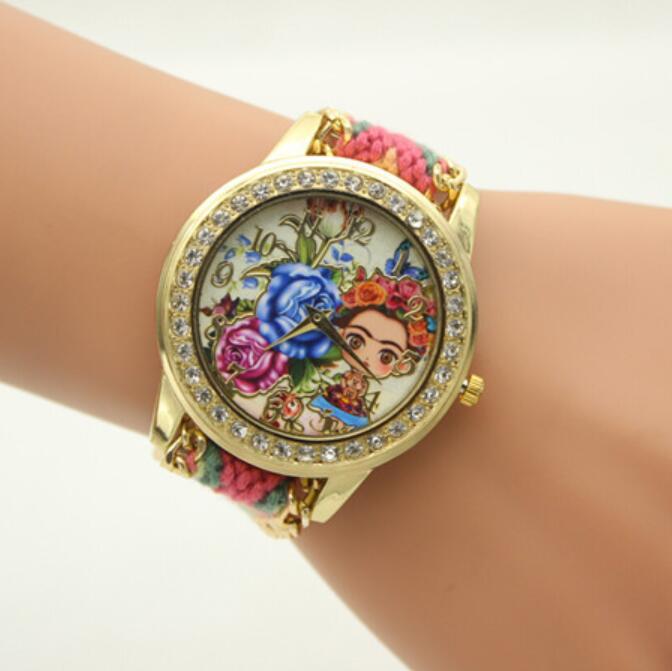 Flower Beauty Print Woven Strap Watch on Luulla