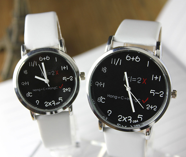 Fashion Big Dial Couple Leather Watch on Luulla