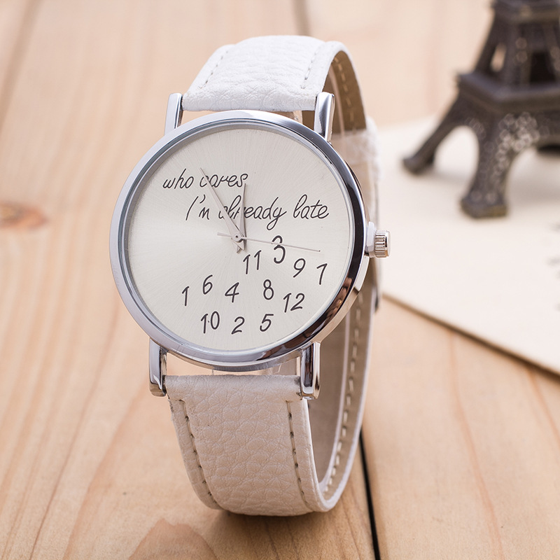 Letter Number Print Leather Watch on Luulla