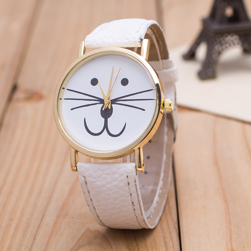 Cute Kitty Face Leather Watch on Luulla