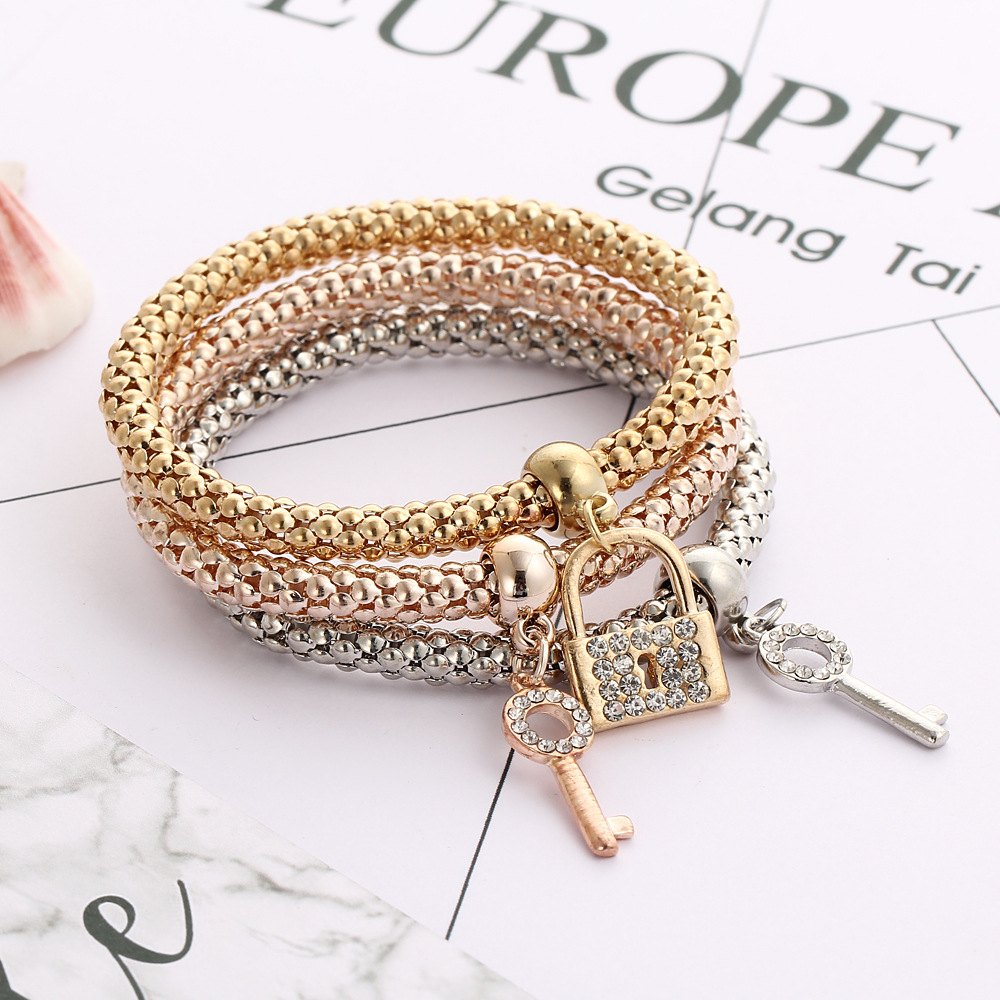 Crystal Diamond Key Lock Bounce Bracelet on Luulla