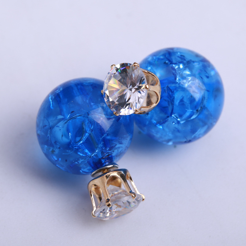 Crack Round Pearl Double Sides Earring on Luulla