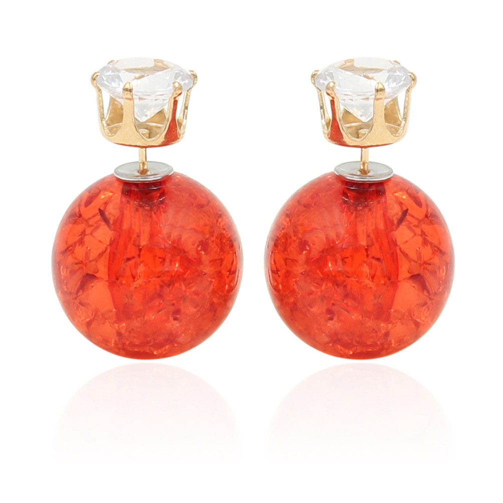 Crack Round Pearl Double Sides Earring on Luulla